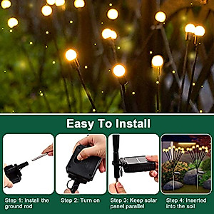 Elitecran Solar Garden Lights, 1 Pack 8 LED Solar Firefly Lights, IP65 Solar Landscape Light, Swaying Decorative Lights for Garden Yard Patio Path for Halloween Christmas (Warm Light, 1 Pack)