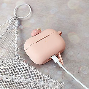 Wonhibo Cute Strawberry Airpods Pro Case for Women Girls, Light Pink Kawaii Fruit Cover for Apple Airpod Pro 2019 with Keychain