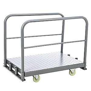 GarveeTech 2in1 Steel Panel Truck Cart with Brake Wheel, Flatbed Cart Heavy Duty Drywall Cart Lumber Cart, Platform Trucks with 2000 lbs Capacity and Swivel Casters, Push Cart with 1Front and 2 Side H