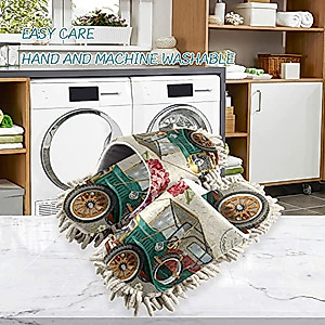 Retro Car Flower Butterfly Mop Slippers Shoes Cover for Floor Cleaning Washable Hair Dust Dirty Cleaners Microfiber Mop Socks for House Office Kitchen