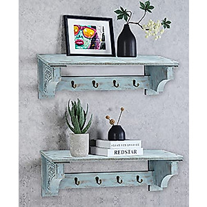 Teton Home WD-062 4-Hook Wood Shelf