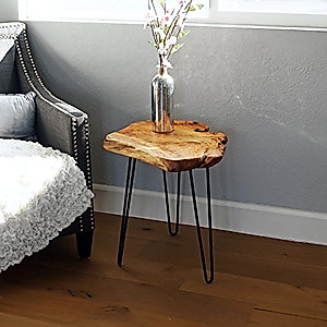 WELLAND Natural Edge End Table, Wood Side Table, Nightstand, Plant Stand 20.5" Tall，Unique Desktop