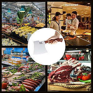 XZZWLL Meat Cleaver, Heavy Duty Bone Chopper Knife, 6" Axe Butcher Knife for Meat Cutting, Thicken Blade Bone Cutter with Wood Handle, for Kitchen, Restaurant and Slaughterhouses.