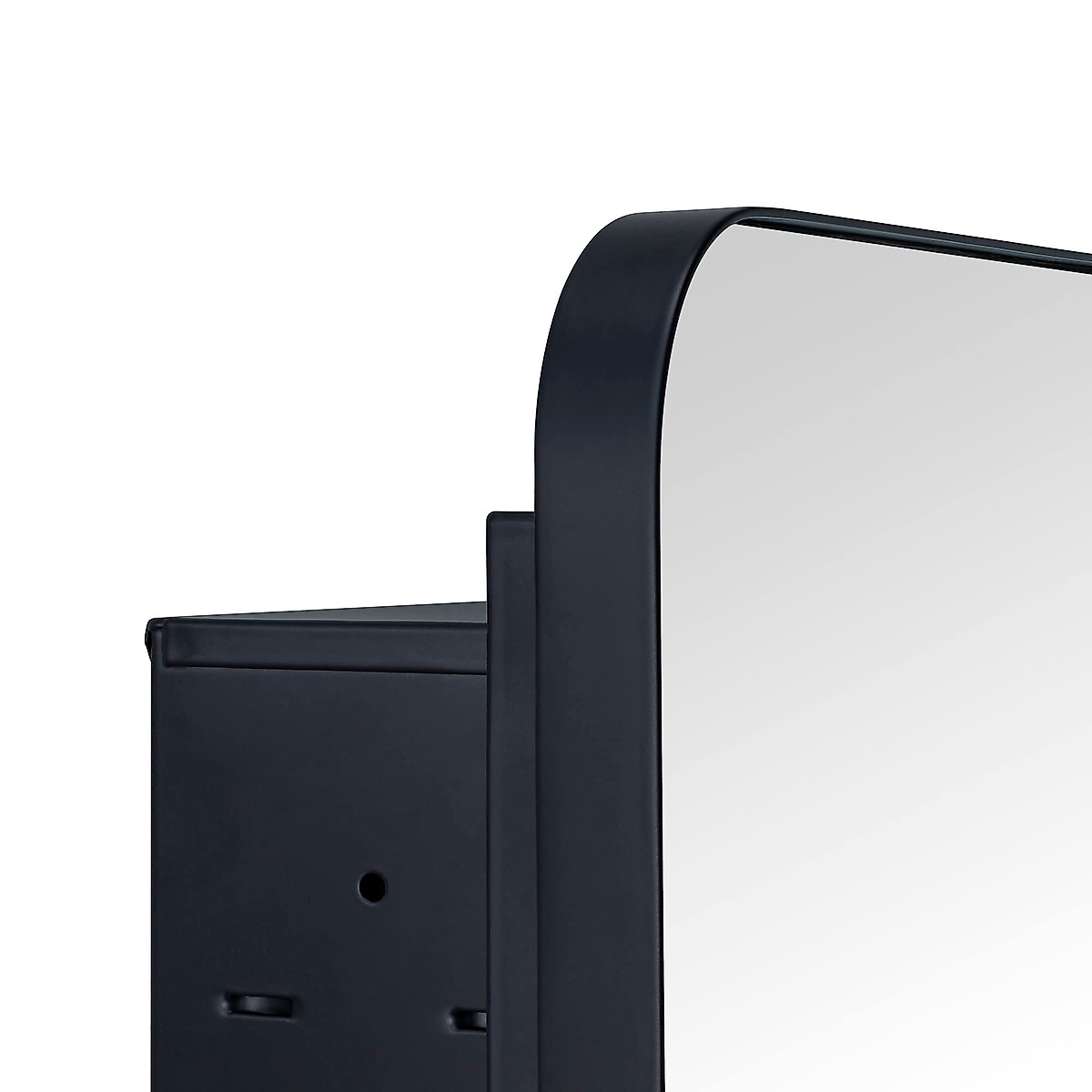 EGHOME Matt Black Rectangle Recessed Bathroom Medicine Cabinet with Mirror Stainless Steel Metal Framed Rounded Rectangular Bathroom Cabinet with Mirror 16.5x27.5''