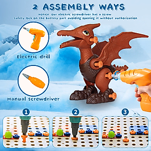 Building Toys - Take Apart Dinosaur Toys for Kids 3-7 - Real Dinosaur Life Scene - Construction Engineering Toys with Building Blocks and Storage Box - Learning & Education Toys for Boys and Girls