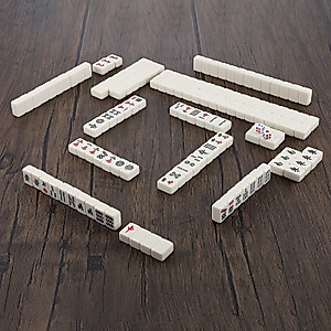 IRONWALLS Chinese Majong Set, 146PCS Mahjong Tile Set with 1” Majongg Tiles, 2PCS Dice & Wooden Carrying Case Box, Complete Majong Game Sets for Travel Party Family Game