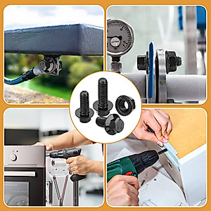 VIGRUE 155PCS M6-1.0 M8-1.25 Flanged Hex Bolts, M6 x 12/16/20/25/30mm and M8 x 16/20/25/30mm Flange Hexagon Screws Bolts Nuts 10.9 Alloy Steel Black Zinc Plated Full UNC Thread