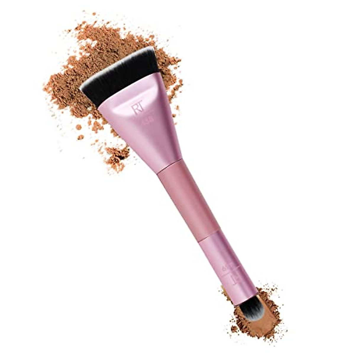 Real Techniques Sculpt & Shape Dual Ended Makeup Brush, 2-in-1 Sculpting Brush, Contours Cheek, Nose, & Eyes, Flat Head Blends & Intensifies Contour or Highlighter, Vegan & Cruelty Free, 1 Count