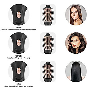 Hot Air Brush, Blow Dryer Brush, Deyzeum One Step Hair Dryer & Volumizer, Hair Straightener Brush Comb for Women, Negative Ion Anti-Frizz Blowout Brush for Drying, Straightening, Curling, Salon, Black