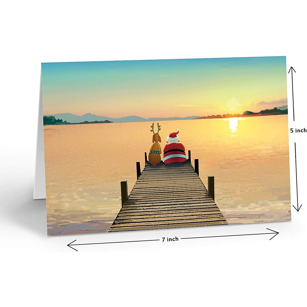 Stonehouse Collection | Dock Sunset Christmas Card | 18 Boxed Holiday Cards and Envelopes | USA Made | Boating, Beach, Nautical