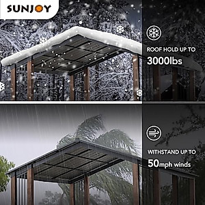 Sunjoy 11 x 13 ft. Hardtop Gazebo Outdoor Cedar Frame Wood Gazebo with Black Steel Hardtop Roof for Patio, Garden, Backyard, and Lawn Activities by SummerCove