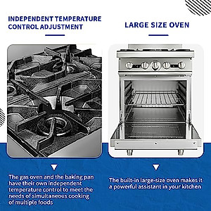 WMAOT 36" Commercial Range with 2 Burner 4.8 Cu.Ft Electric Oven 24" Griddle 35000 BTU Manual Natural Gas Range for Commercial Kitchen Restuarant Bar