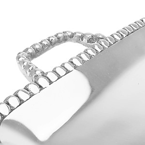 Personalized Pearl Serving Tray- Handcrafted, Rectangular Silver Tray, Tray for Whiskey Decanter, Candle Sticks, Vanity Set, Perfume Tray, and Serving Appetizer Serving Plates