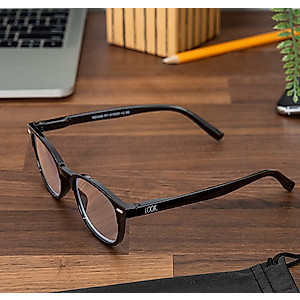 Rae Dunn "ELIZA Blue Light Blocking Reading Glasses - 2 Pack w/LOOK CLOSELY Signature Font Hard Case (Glossy Standard Tortoise/Glossy Jet Black, +0.0)