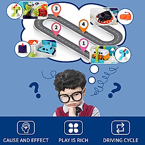 LZZAPJ Race Tracks Toy, City Rescue Preschool Educational Toys,Puzzle Adventure Parking Track Car Playsets for Toddler, Birthday Gifts for Kids Children Boys and Girls 3 4 5 6 7 8 Years Old