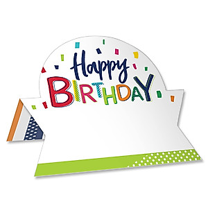 Big Dot of Happiness Cheerful Happy Birthday - Colorful Birthday Party Tent Buffet Card - Table Setting Name Place Cards - Set of 24