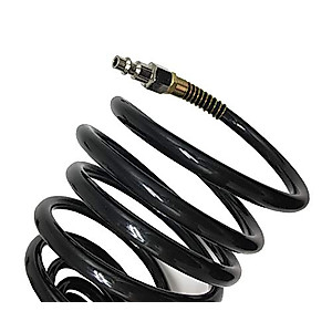 Heavy Duty Coiled Air Hose ID 1/4 Inch Polyurethane Air Compressor Coil Hose Solid Brass Coupler and Plug Recoil 1/4 inch x 25 feet