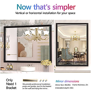 Vosuja 40 x 30 Inch Bathroom Mirrors for Wall, Black Bathroom Mirror, Wall Mirror for Bathroom in Aluminum Alloy Metal Frame (Horizontal/Vertical)