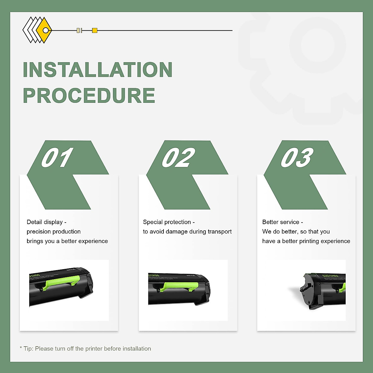 52D1H00 Extra High Yield Black Toner Cartridge - UOTY Compatible 1 Pack 52D1H00 Toner Replacement for Lexmark MS810dtn MS810n MS811dn MS811dtn MS811n MS812de MS812dn MS812dtn Printer