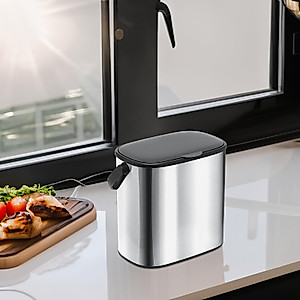 MoNiBloom 1.3-Gallon Small Hanging Trash Can for Kitchen Bathroom Bedroom Living Room Home Office Dorm Fingerprint-Proof Garbage Bin Removable Lid Brushed Stainless Steel 5-Liter