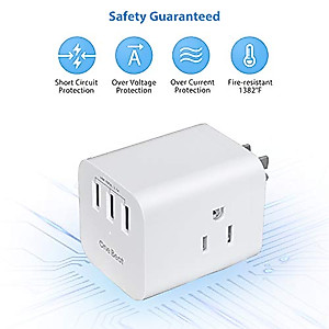 Multi Plug Outlet Adapter, Cruise Power Strip No Surge Protector with USB Outlets, USB Wall Charger with 3 Outlets 3 USB Ports(3.1A), Wall Plug Outlet Extenders for Travel Home Office