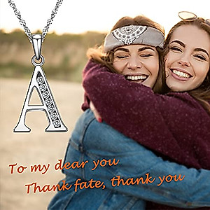 Gemschest Graduation Gifts Initial Necklace S925 Sterling Silver Jewelry Cubic Zirconia Letter Alphabet Phase Pendant Necklace Mother Day for Mom Women Ladies Teen 18" Chain Silver A