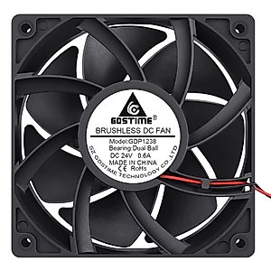 GDSTIME High Airflow 24V 120mm x 120mm x 38mm Dual Ball Bearing 5 Inch Brushless Cooling Fan