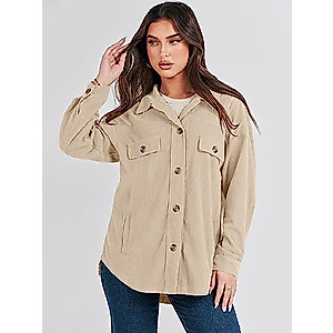 ANRABESS Oversized Jackets for Women Casual Button Down Shirts Corduroy Shacket 2023 Fall Fleece Cardigan Blouse Trendy Coat with Pockets 1027xingse-L