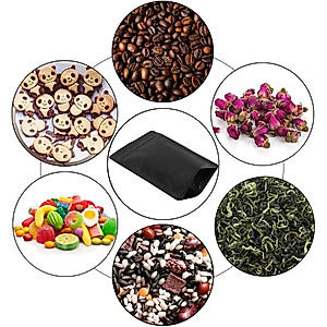 100 Pieces Mylar Bags - 4x6 Inches Mylar Food Storage Bags Resealable Foil Pouch Bags Stand Up Ziplock Bag with Clear Window Bulk Food Storage Bag… (Matte Black)