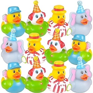 ArtCreativity Carnival Rubber Duckies for Kids, Pack of 12 Cute Duck Bathtub Pool Toys, Fun Carnival Supplies, Birthday Party Favors for Boys and Girls