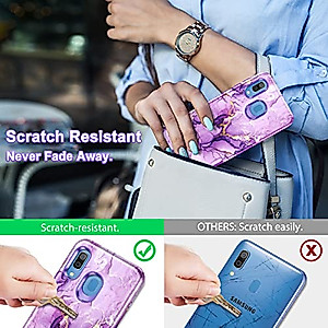 Lamcase for Samsung Galaxy A20/A30 Case, Heavy Duty Rugged Shockproof Hybrid Hard PC Soft Silicone Bumper Three Layer Drop Protection Anti-Fall Cover for Samsung Galaxy A20/A30, Purple Marble