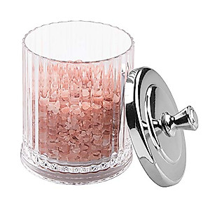 iDesign Alston Bathroom Vanity Canister Jar for Cotton Balls, Swabs, Cosmetic Pads - Clear/Chrome 3.5" x 3.5" x 5.1"