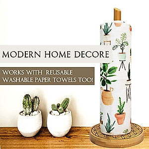 Homeostasis Living | Bamboo Paper Towel Holder Countertop | Natural Wood Paper Towel Holder, Standing Paper Towel Dispenser, Napkin Holder, Kitchen Towel Holder, Reusable Paper Towels Stand Dispenser