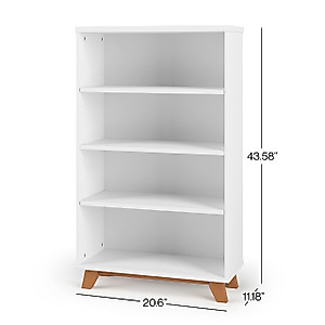Child Craft SOHO 50” 4 Shelf Bookcase for Nursery or Bedroom, Plenty of Storage, Anti-Tip Kit Included to Prevent Tipping, Non-Toxic, Baby Safe Finish (White/Natural)