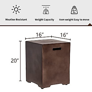 HOMPUS Propane Tank Cover Table 16 inch for Fire Table, 20lb Gallon Gas Tank Cover Table, Hideaway Concrete Grill Tank Table, MgO Tank Storage Box, Outdoor Side Table for Fire Pit, Patio, Dark Bronze