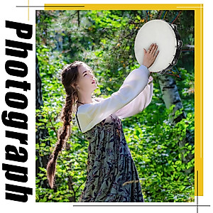 Konohan 4 Pcs Tambourines for Church Adults with Box, 6 8 10 12 Inches Wood Handheld Tambourine Double Row Metal Jingles Musical Percussion Instrument for Party KTV Game