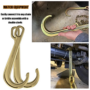 AODESTINY 2PCS 15" Heavy Duty J Hooks for Towing, Yellow Zinc Plated Tow J Hook Grade 70 Clevis J Hook for Transport Chain, 5400LBS Capacity Heavy Load