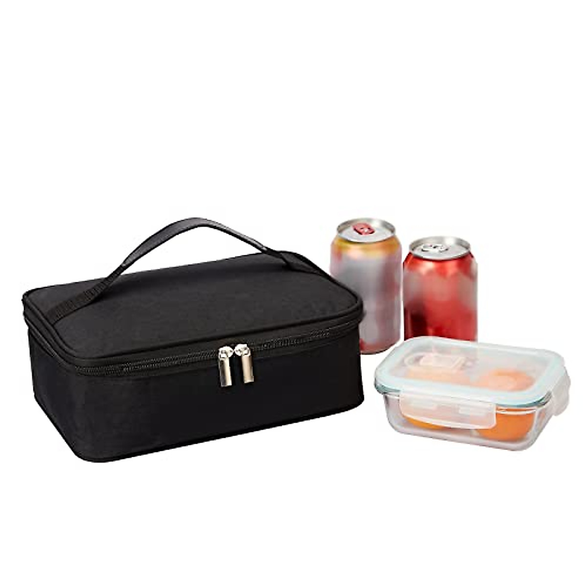 NATURAL STYLE Small Lunch Bag, Mini Portable Thermal Insulated Cooler Bag Lunch Box (Black)