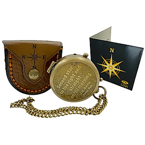 Second Star to The Right J. M. Barrie, Peter Pan Engraved Handmade Brass Compass for Birthday, Graduation Day, Confirmation Gift, Valentine Gift Parting Gift and Campion, Hiking Compass with Case