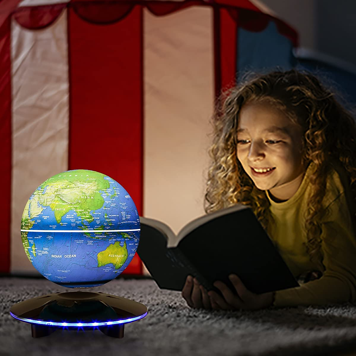 Magnetic Levitating Globe,Cool Gadgets Auto- Rotating Globes Floating Globe World Map Office Decor with LED Light Base for Children Educational Gift Home Office Desk Decoration (6 Inch)