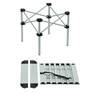 iClimb Lightweight Stable Alu. Folding Square Table Roll Up Top with Carry Bag for Camping Picnic Backyards BBQ Camp Kitchen (Nature, M)