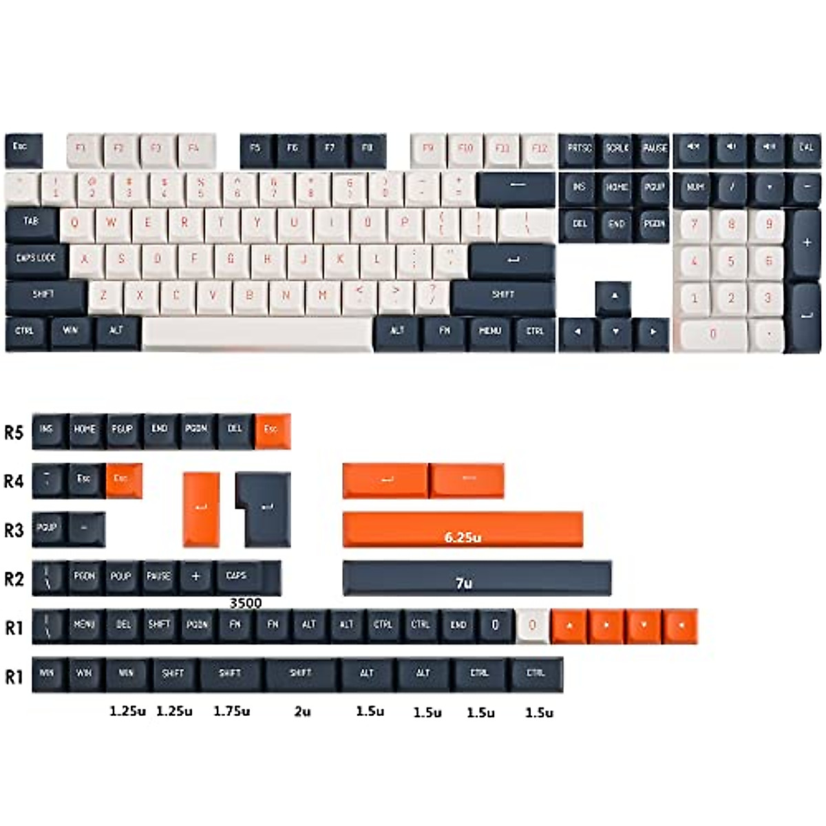 surmen Custom 160 Keycap Set CSA Profile Doubleshot Ball Caps US/ISO Layouts for 60%, 65%, 75%, TKL Mechanical Keyboards (Orange)