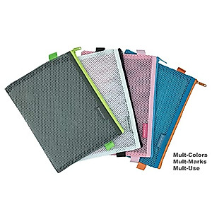 Mesh Zipper Pouch Cosmetic Bags Travel Storage Bags,6 PCS 3 Sizes, Zipper Bags Clear Zipper Pouch Small Organizer bag Zipper Folder Bag 2 Colours