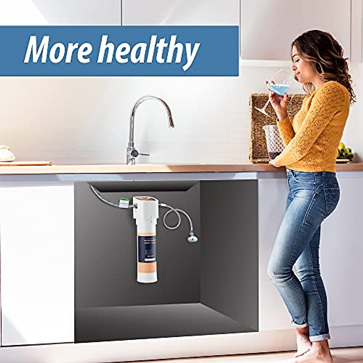 Under Sink Water Filter System,Water Filtration System,NSF/ANSI Certified Direct Connect Under Counter to Kitchen Faucet,Drinking Water Filter 0.5 Micron Reduces 99.99% Lead,Chlorine,Bad Taste,Odor
