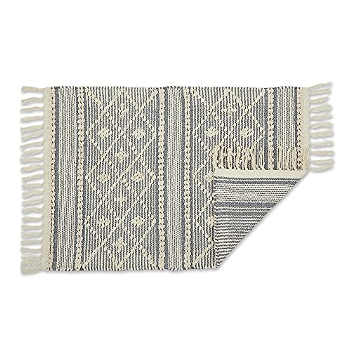 DII Woven Rugs Collection Textured Hand-Loomed with Fringe, 2x3', Gray Diamond