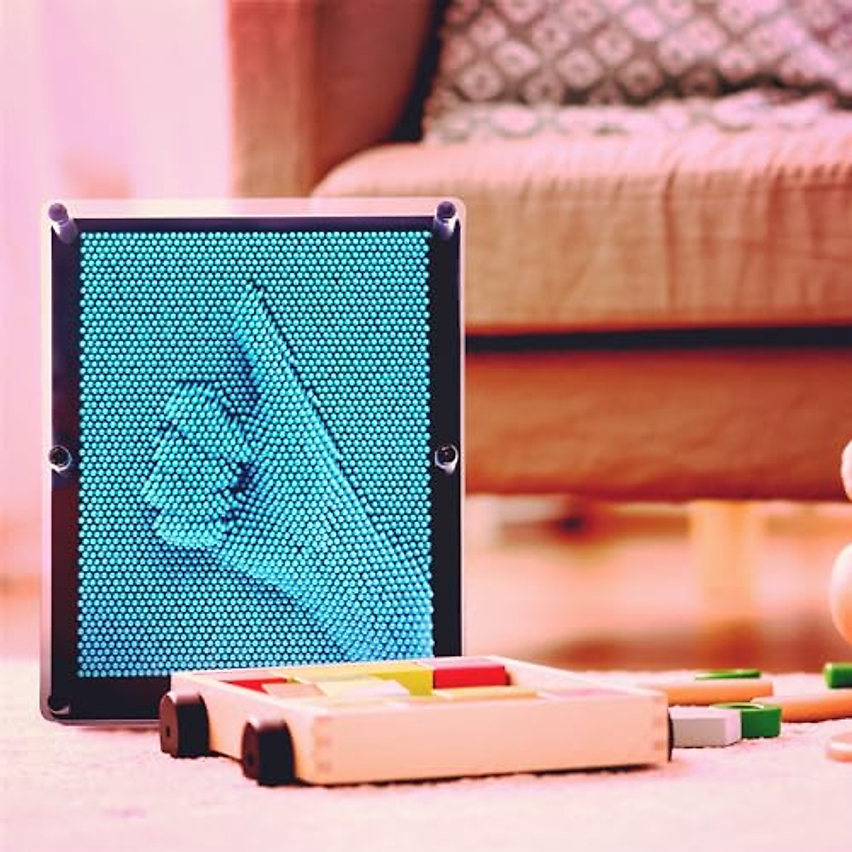 E-FirstFeeling 3D Pin Art Toy Extra Large 10" X 8" Pin Art Board Pin Impression Sculpture Toy for Kids Adults Hand Mold Board Toy - Light Blue