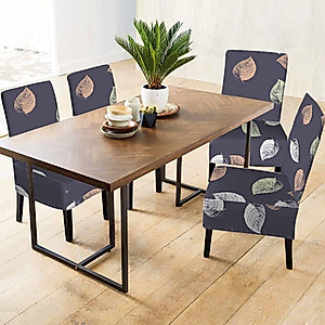 Numland 1 Pack Delightful Garden Leaves Dining Room Chair Covers Colorful Fall Autumn Leaf Short Stretchable Polyester Removable Washable for home Restaurant Banquet