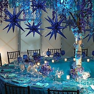 TONIFUL 8 Pcs Navy Blue Star Foil Balloons Large Star Balloons Blue Explosion Star Mylar Balloons for Party Backdrop Christmas New Year Birthday Wedding Baby Shower Anniversary Photo Booth Supplies