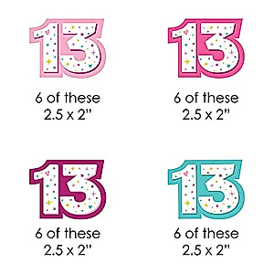 Big Dot of Happiness Girl 13th Birthday - Paper Straw Decor - Official Teenager Birthday Party Striped Decorative Straws - Set of 24