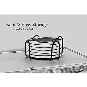 PANCHH Man Cave Coasters with Holder for Drinks & Manly Decor - Cool Kitchen Stuff, Best Housewarming & Birthday Gifts for Men, Guys, Male Best Friend – Casino Theme, Fun Poker Coasters- Home Bar